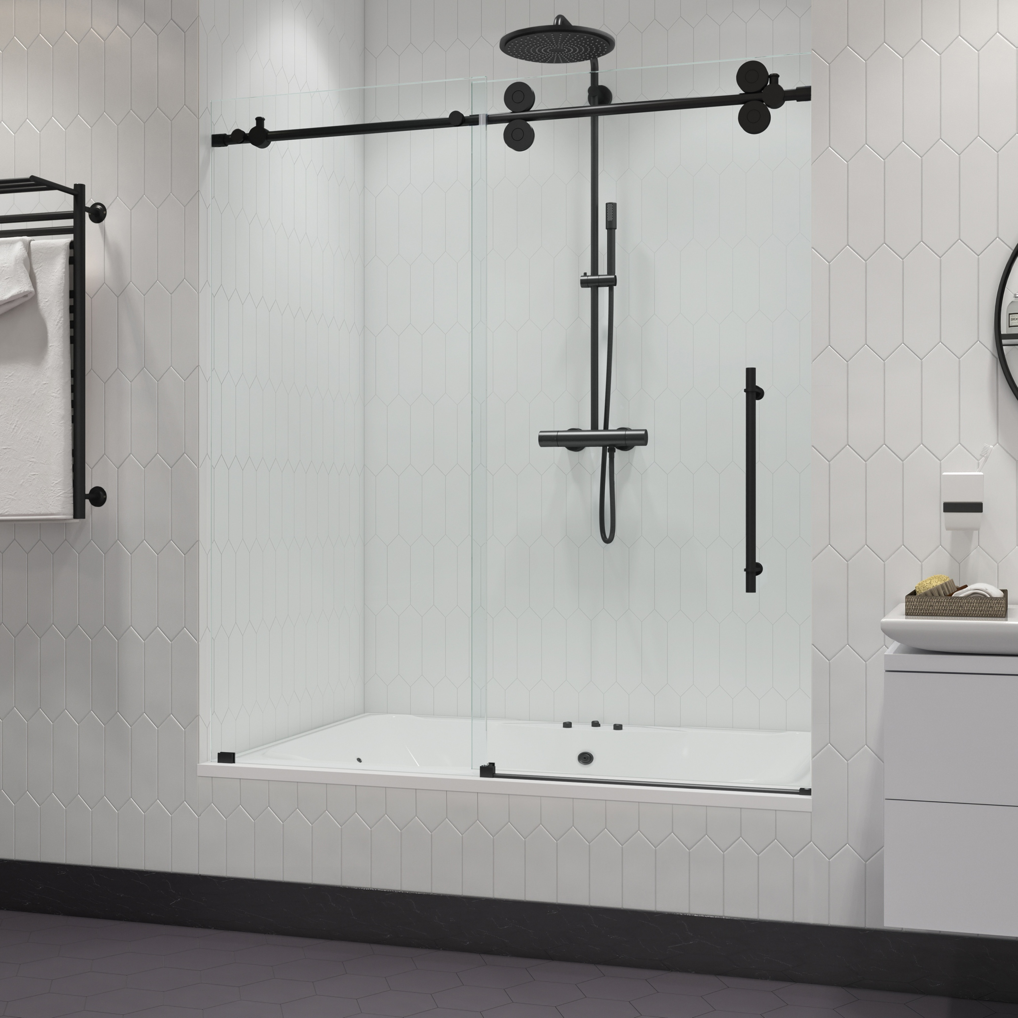 Bathtub Sliding Glass Doors 56-60" W X 58" H Bathtub Shower Door ...